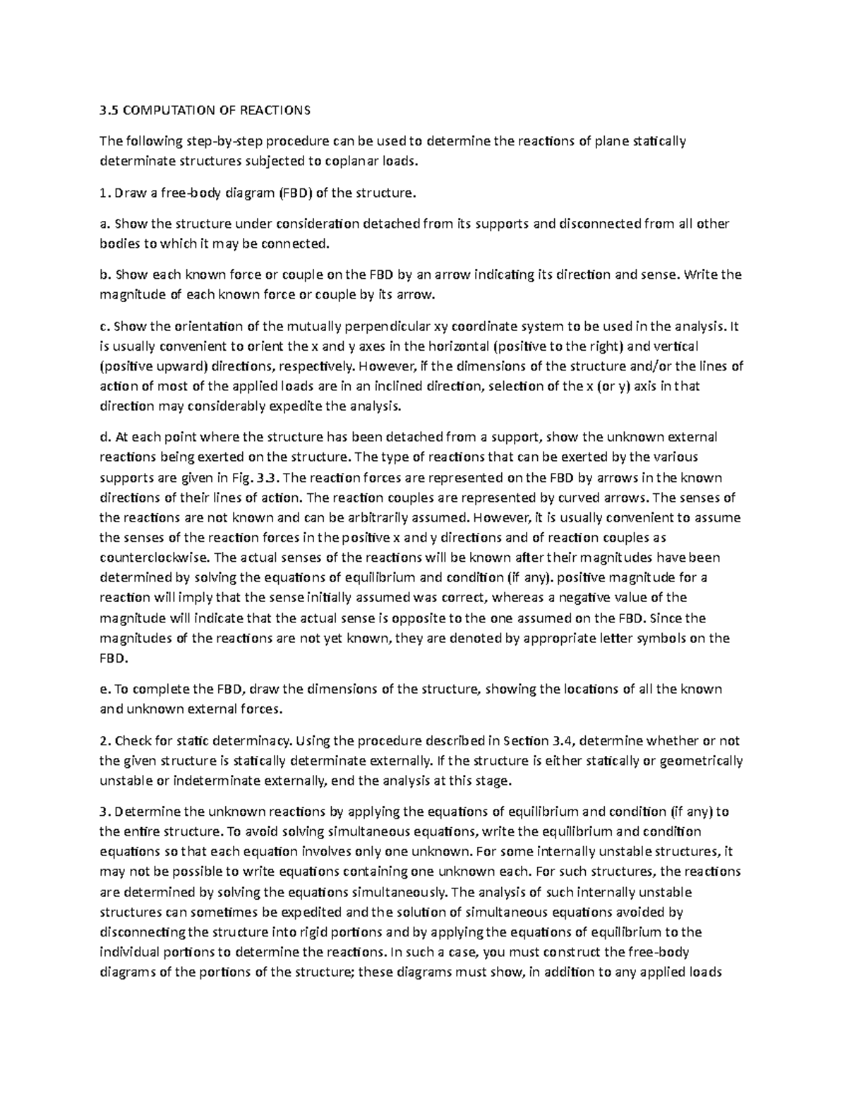 Doc2- competition and summary - 3 COMPUTATION OF REACTIONS The following step-by-step procedure ...