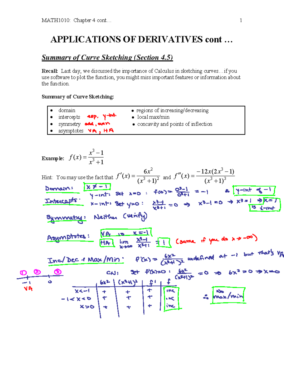 Calculus Note (12) - lec note - MATH1010: Chapter 4 cont… 1 ...