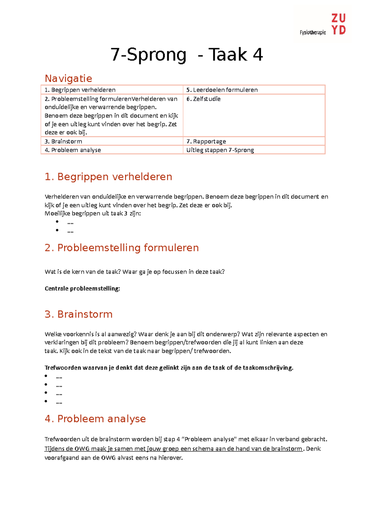 7-sprong taak 4 - taak 4 blok 3 - 7-Sprong - Taak 4 Navigatie Begrippen ...