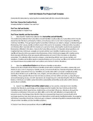 Module Four Project Draft Template - HUM 102 Module Four Project Draft ...