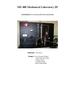 Convection Lab Report - Final - HEAT TRANSFER BY FREE AND FORCED ...
