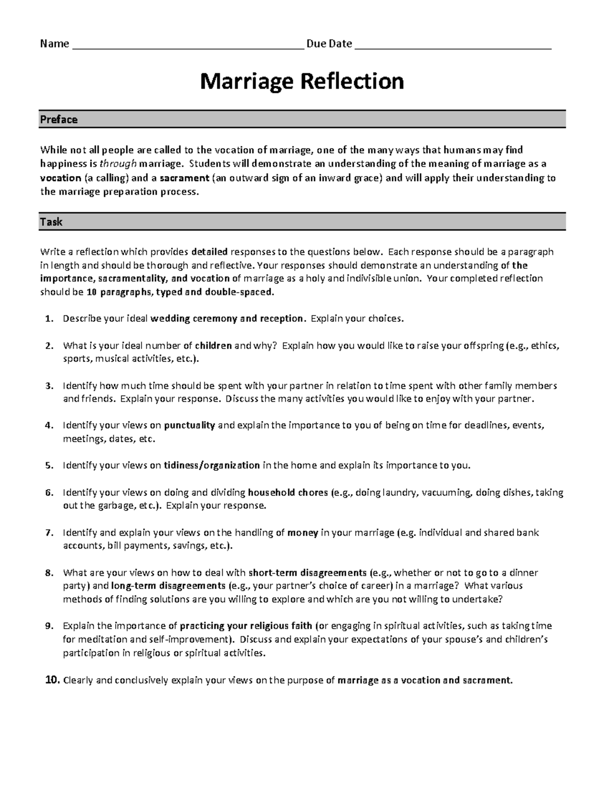 3.12 Marriage Reflection year 2020 - Name ...