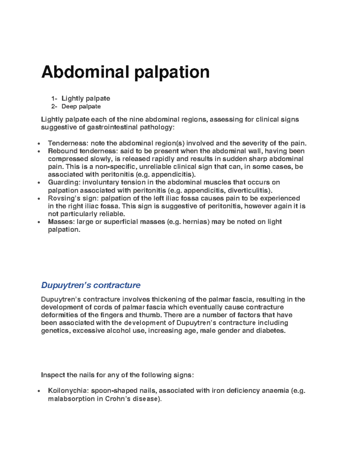 GIT revision 29245 - Abdominal palpation 1- Lightly palpate 2- Deep ...