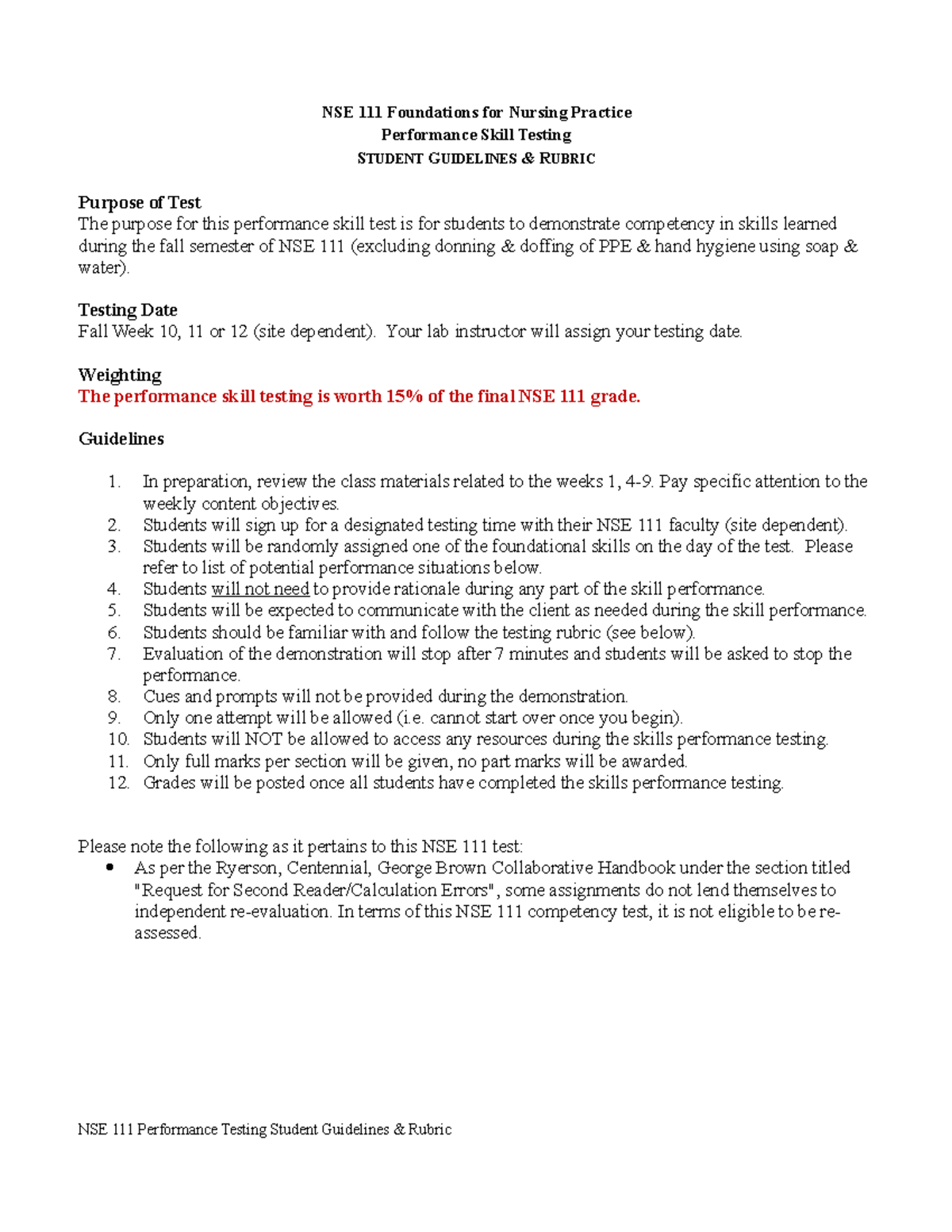 NSE 111 Week 10 Performance Testing Guidelines and Rubric Student ...