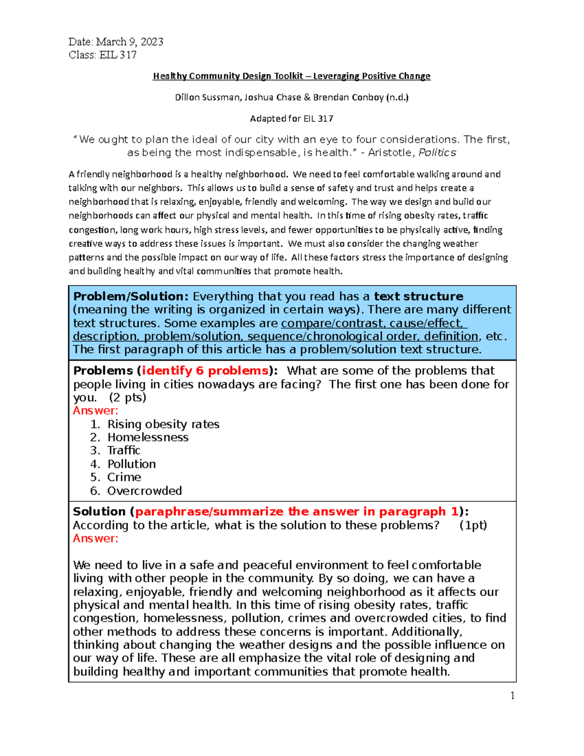 Healthy Community Design Toolkit Text Structure - Class: EIL 317 ...