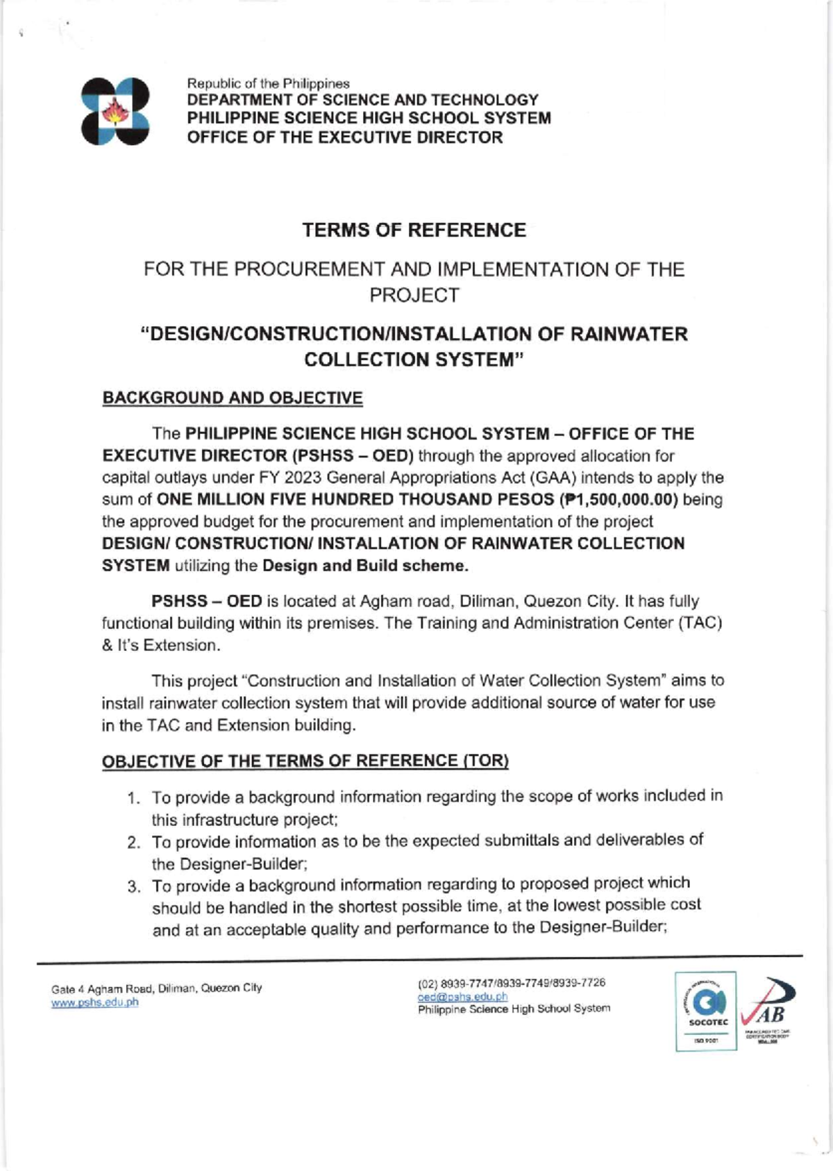 Terms of Reference (22) - DEPARTMENT OF SCIENCE AND TECHNOLOGY ...