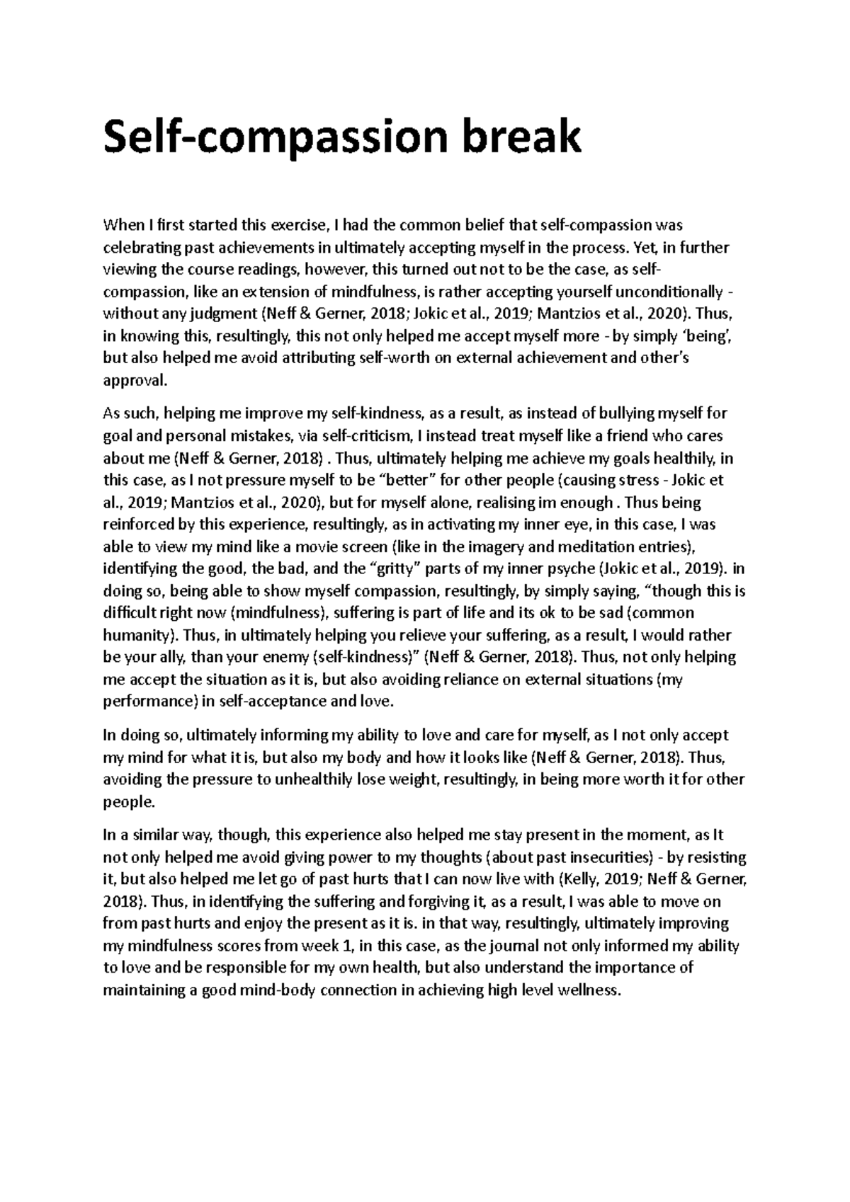 Self-compassion - journal - Self-compassion break When I first started ...