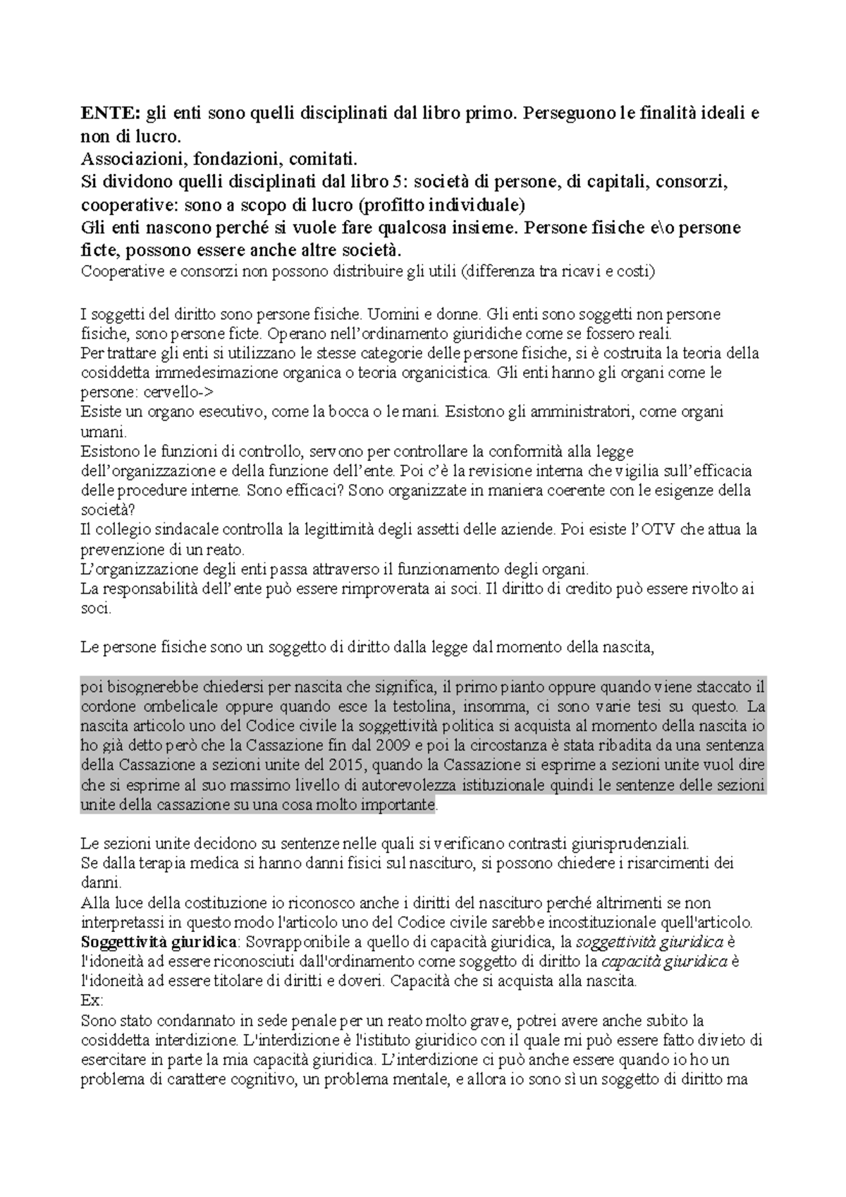 Enti - ccc - ENTE: gli enti sono quelli disciplinati dal libro primo ...