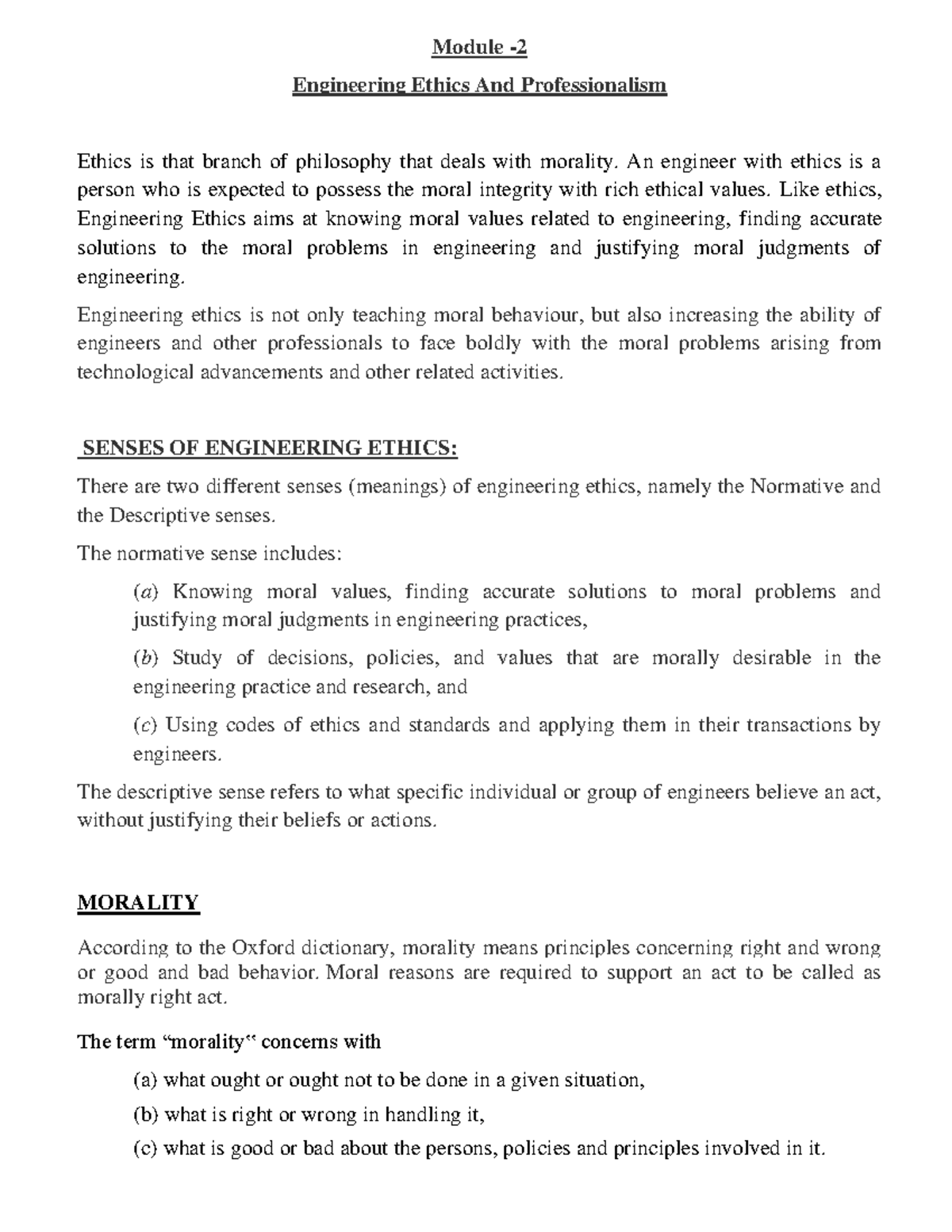 Module 2 Module 1human Values Module Engineering Ethics And Professionalism Ethics Is That