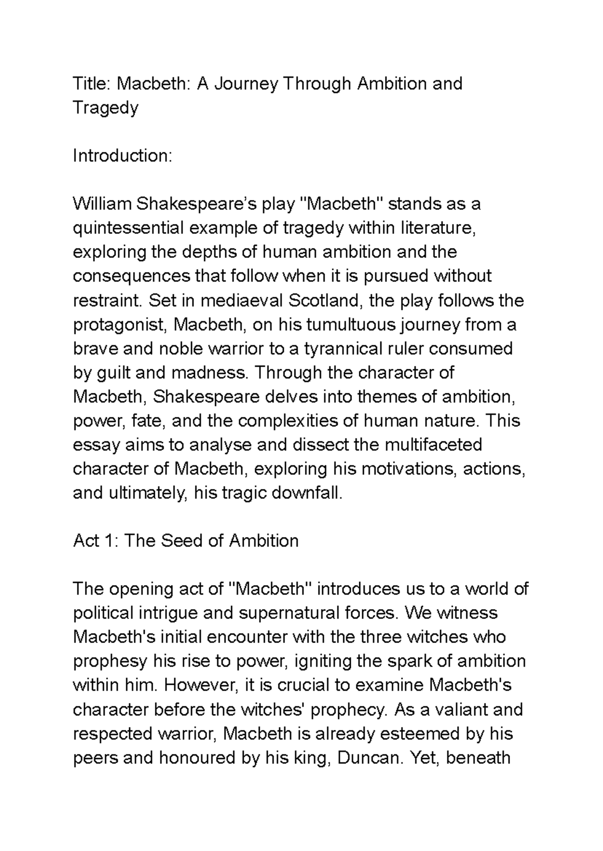 Macbeth A Journey Through Ambition And Tragedy Title Macbeth A