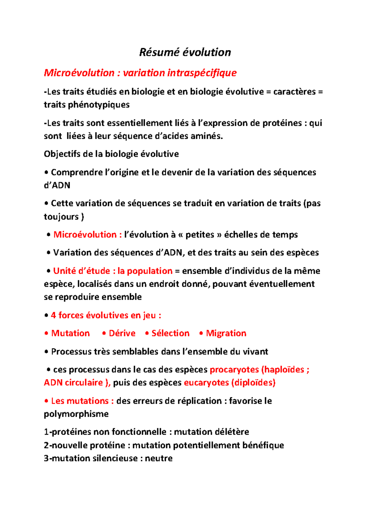 Resume evolution ' - Résumé évolution Microévolution : variation ...