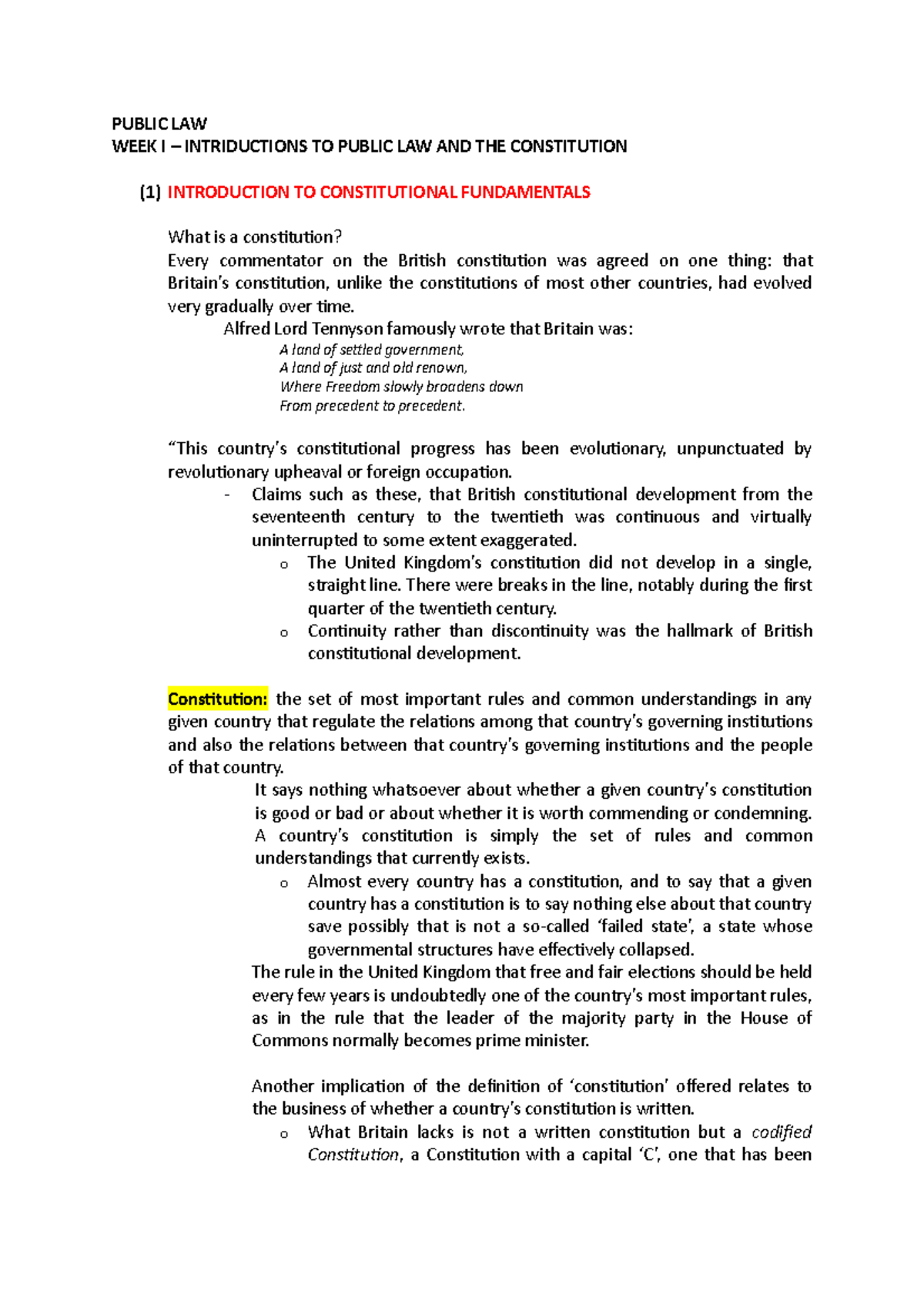 Constitution - Introduction - PUBLIC LAW WEEK I – INTRIDUCTIONS TO ...