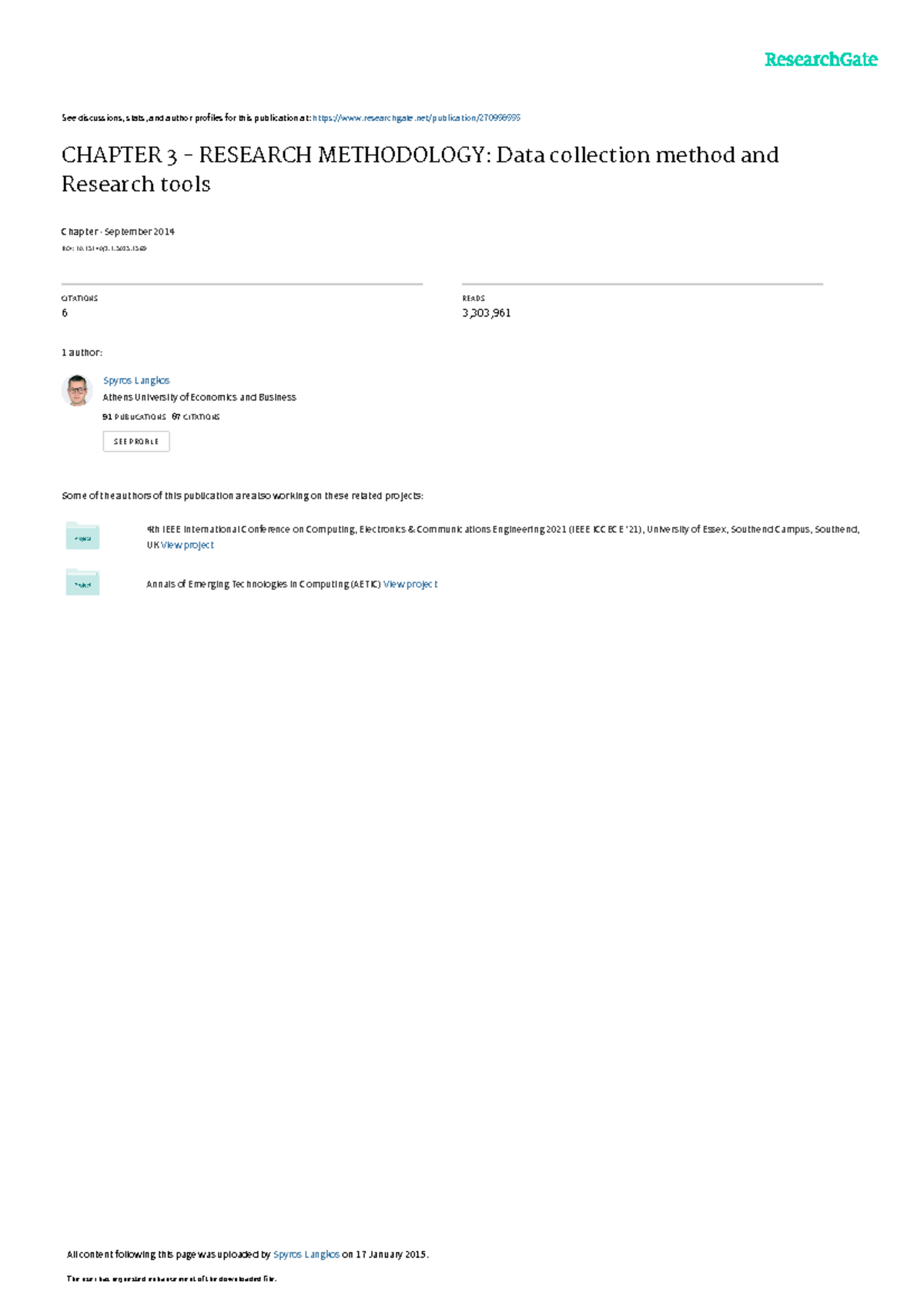 Chapter 3- Research methodology Data collection method and Research ...