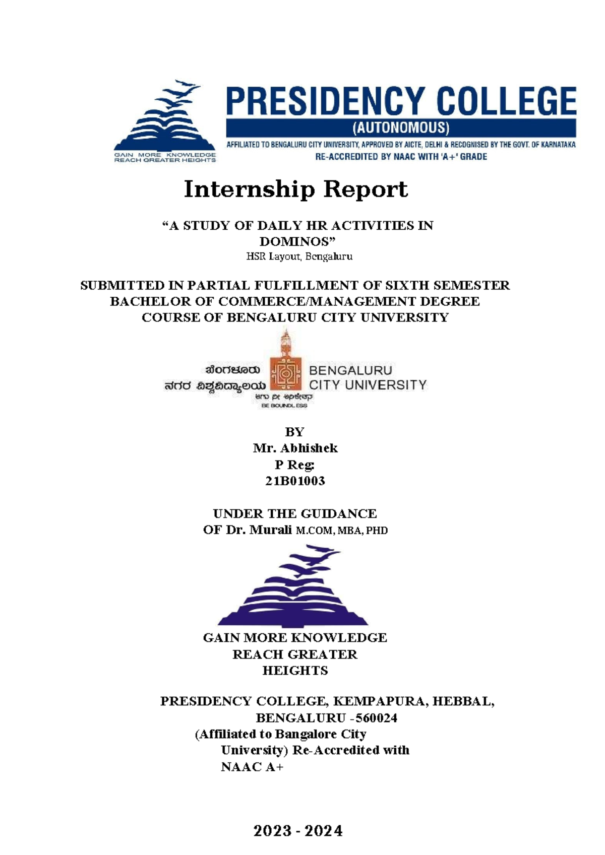 Final report of internship( Abhishek - Internship Report “A STUDY OF ...