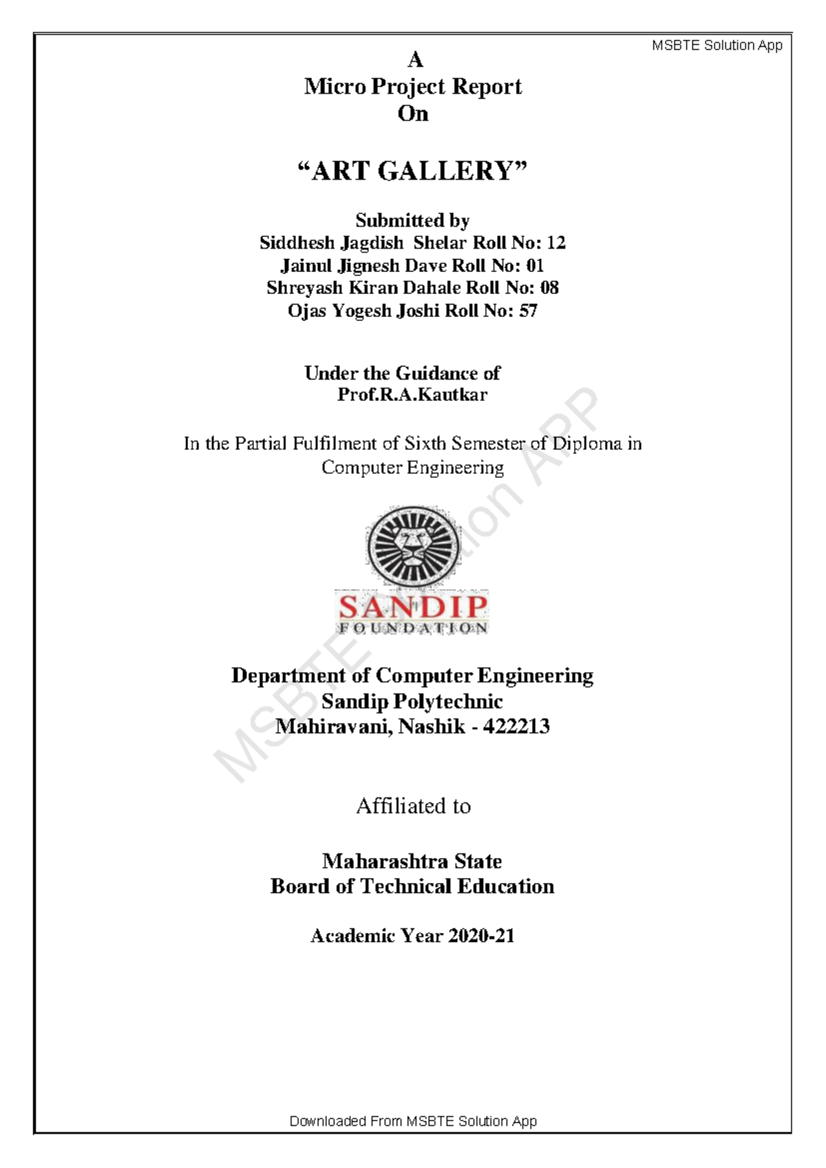 PHP microproject-1 - It is microproject - A Micro Project Report On “ART GALLERY” Submitted by ...