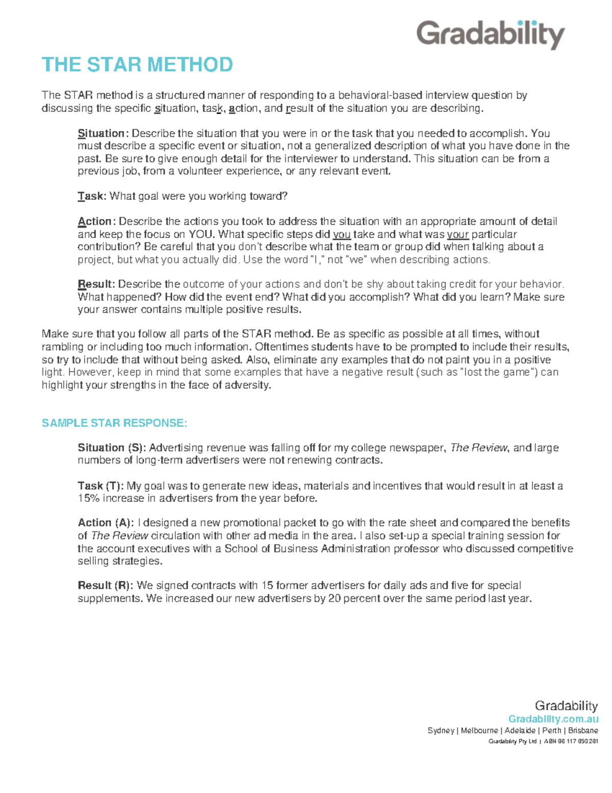 Gradability - STAR Method - Gradability Gradability.com Sydney ...