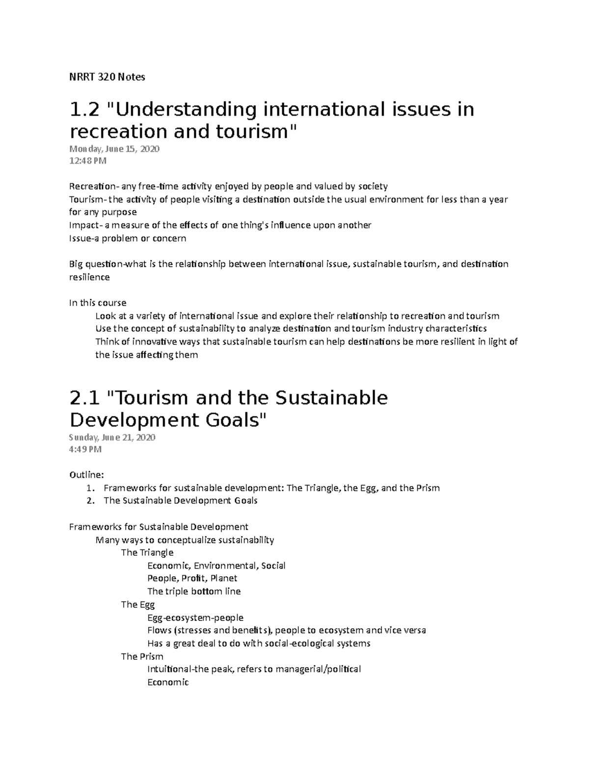 NRRT 320 Notes - Lectures and Readings - NRRT 320 Notes 1 ...