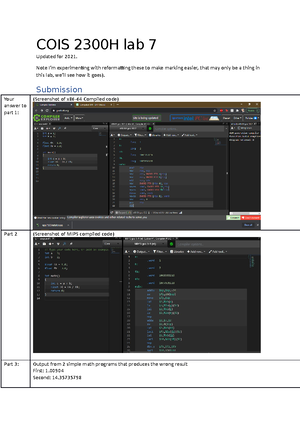 COIS 2300H Lab 8: Understanding x86 Assembly Programming and Debugging - Studocu