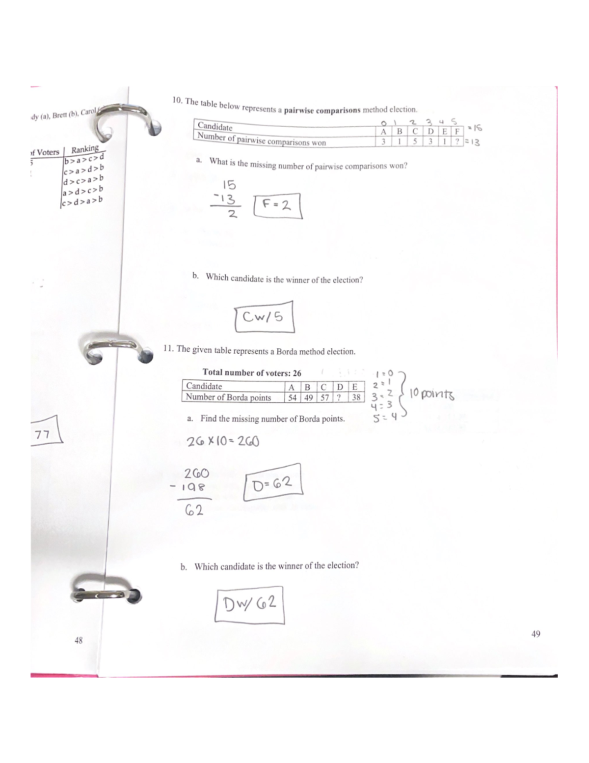 Math 139 Exam 1 Review (dragged) - 10. Th table ow . fons , . Tepresents a pairwise comparisons ...