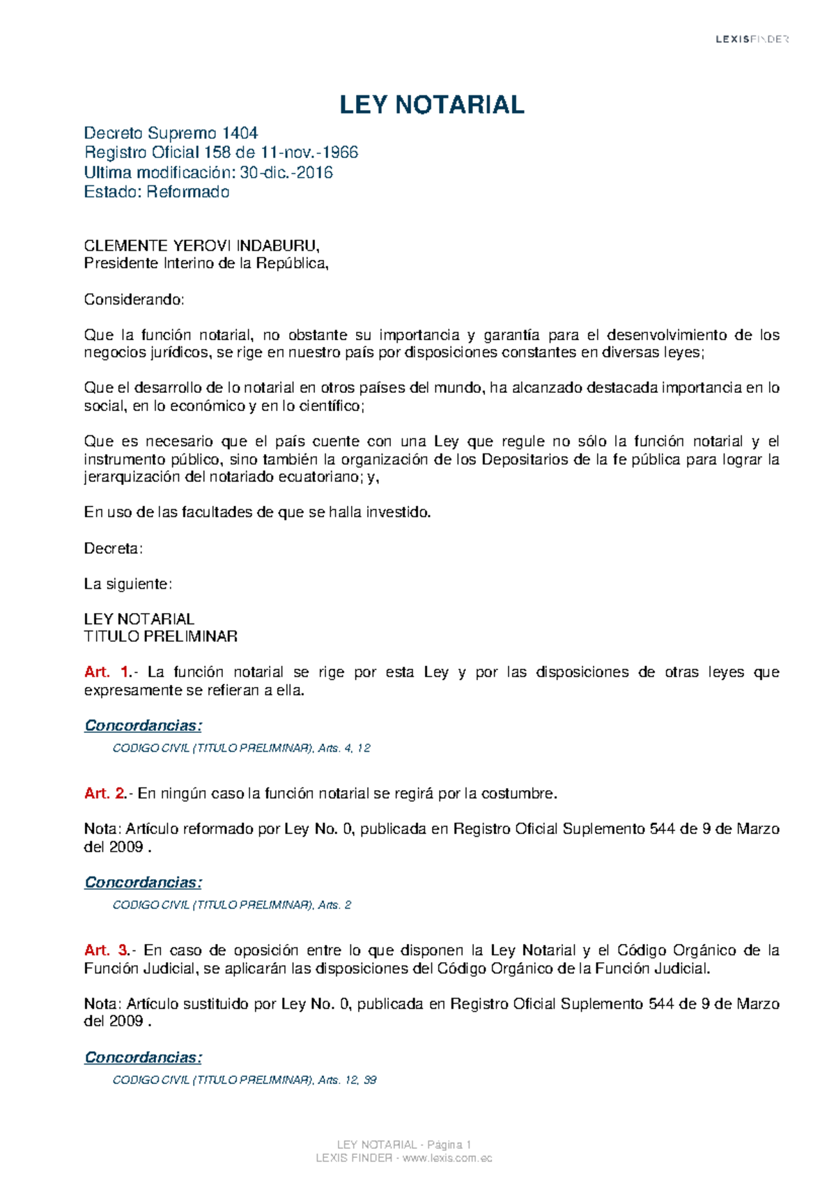 Ley Notarial - Tarea - LEY NOTARIAL Decreto Supremo 1404 Registro ...