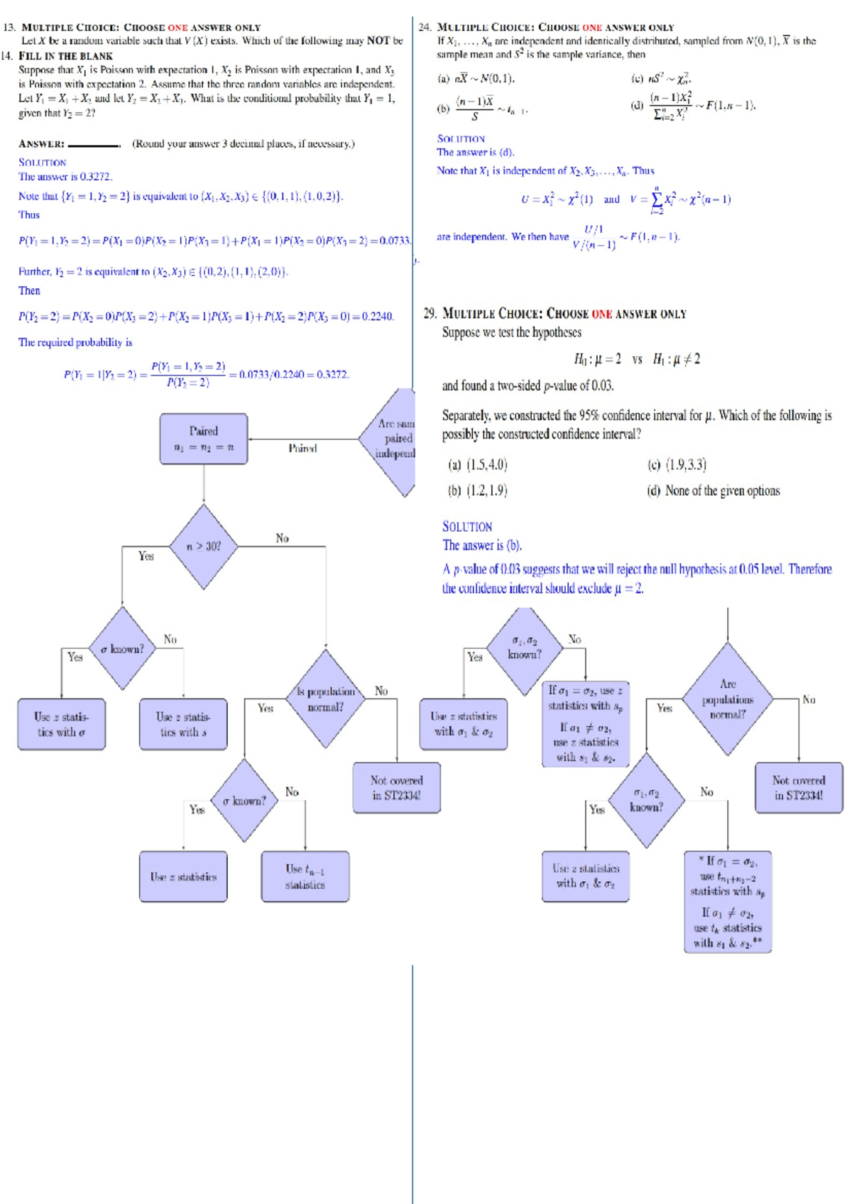 Help sheet - 13. MULTIPLE CHOICE: CHOOSE ONE ANSWER ONLY 24. MULTIPLE ...