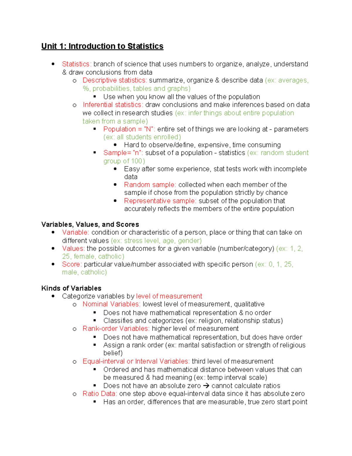 Unit 1- Introduction to Statistics - What is the difference between a ...