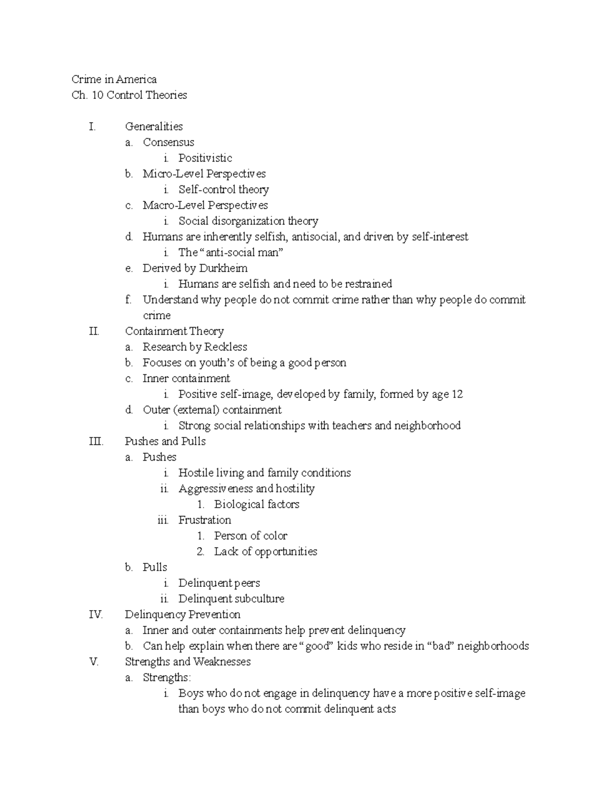Crime in America Ch. 10 Control Theories - Crime in America Ch. 10 ...