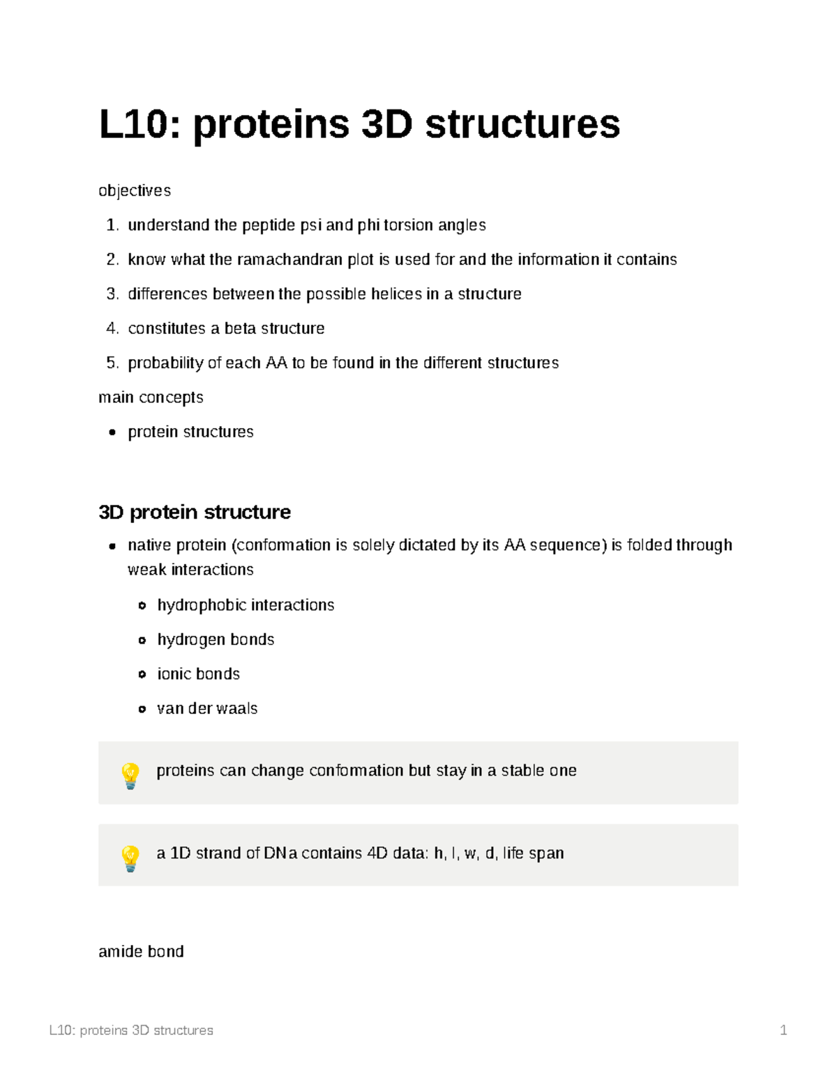 L10 proteins 3D structures - L10: proteins 3D structures objectives 1 ...