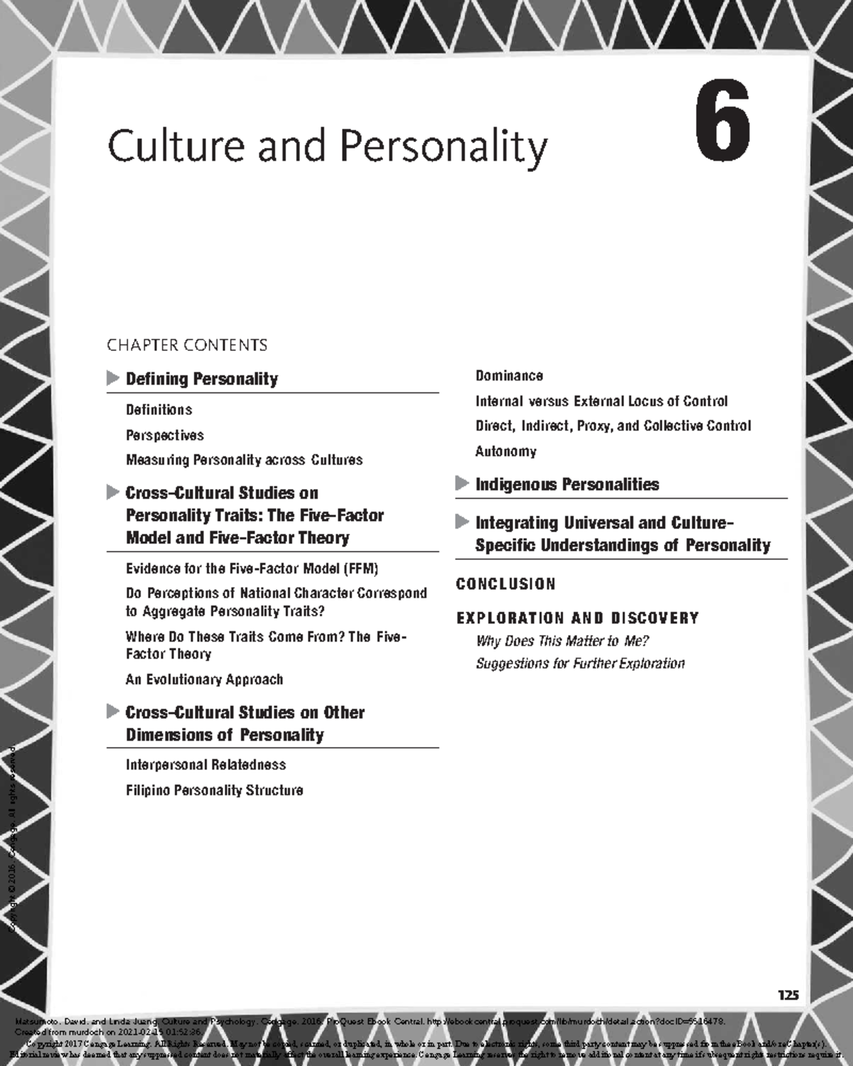 Culture and Psychology - (Ch 6 Culture and Personality ) - ####### 125 ...