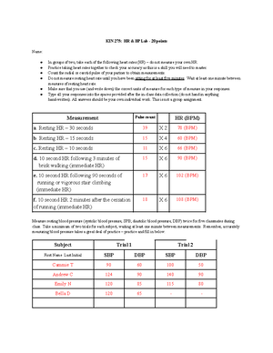 Kin ch 1 - Introduction to exercise science - Kin 275 January 27th ...