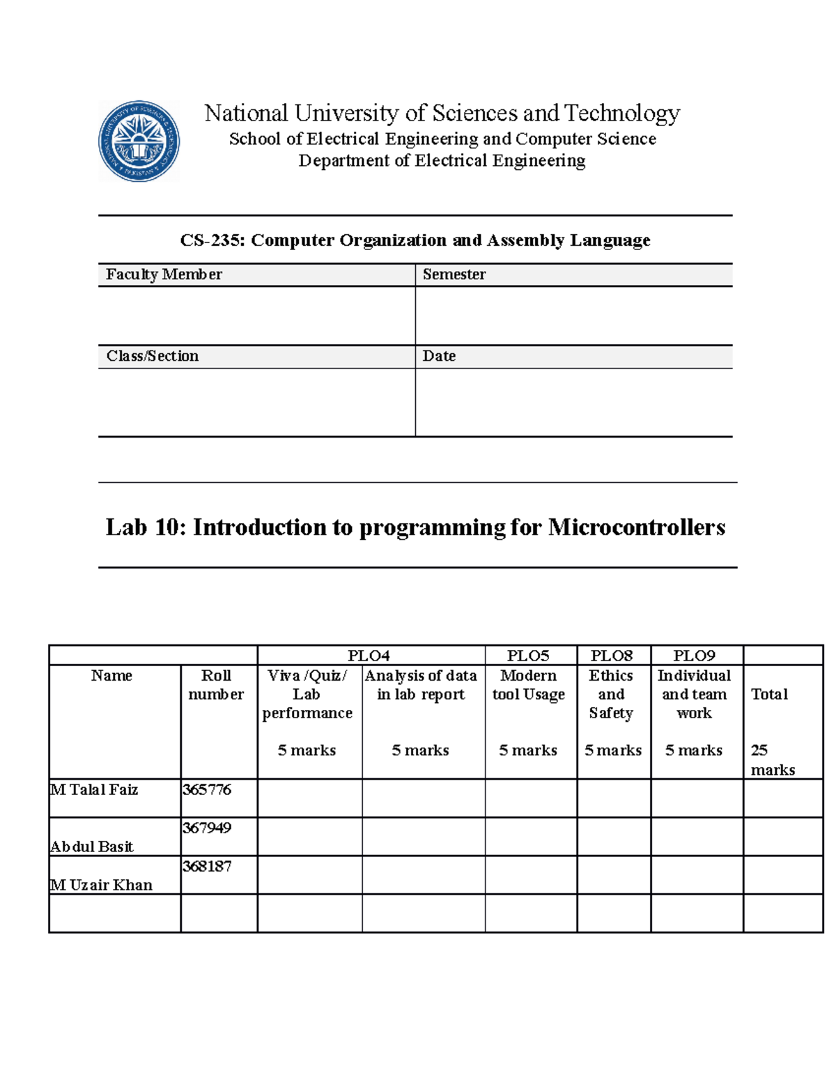 Lab-10-Introduction to programming for Microcontrollers - School of Electrical Engineering and ...