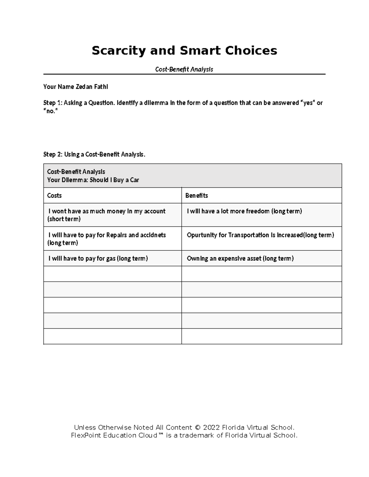 Scarcity and smart choices - Scarcity and Smart Choices Cost-Benefit ...