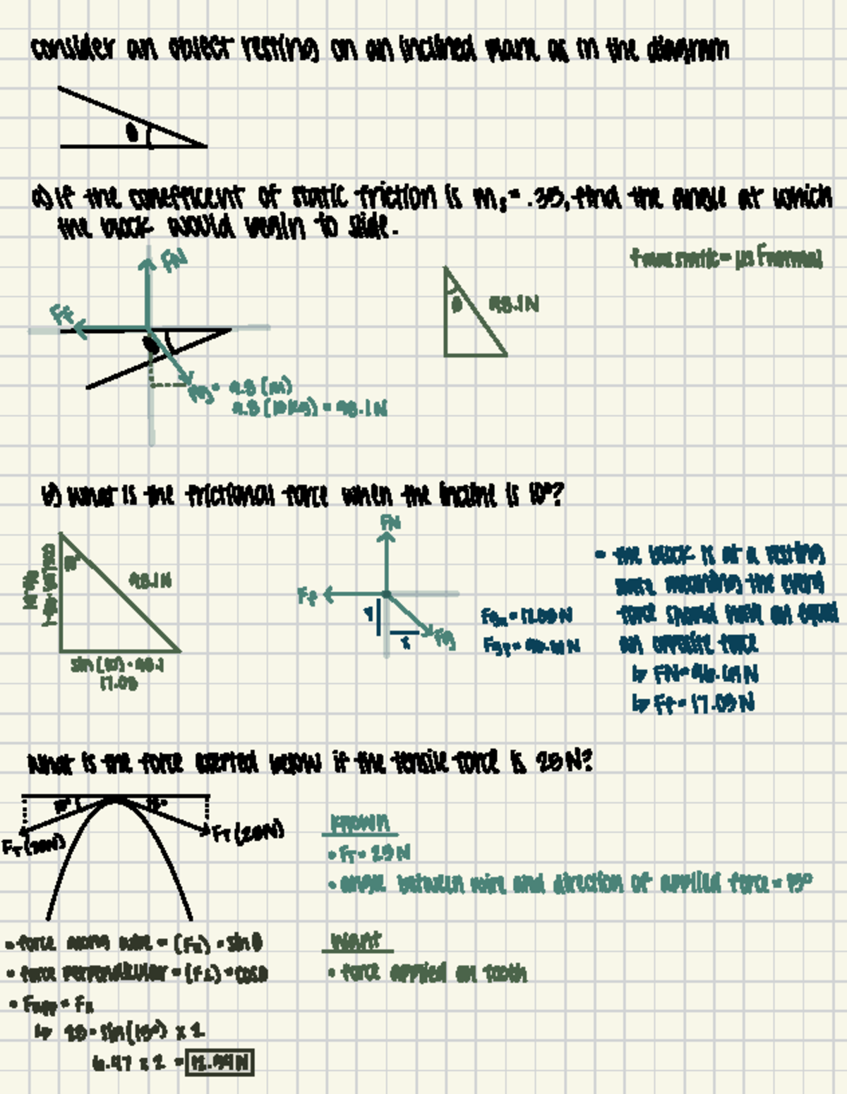 Frictional Force Consider An Object Resting On An Inclined Plane As In The Diagram D A If