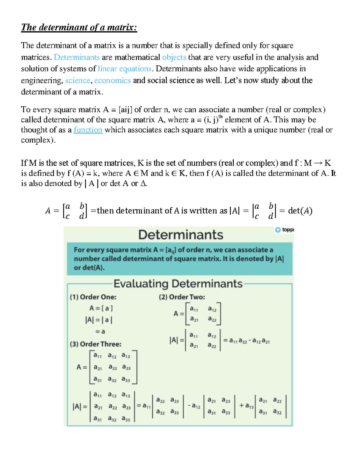 Differential - student - The determinant of a matrix: The determinant ...