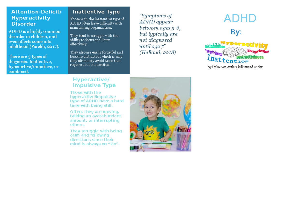 ADHD BROCHURE ASSIGNMENT - Attention-Deficit/ Hyperactivity Disorder ...