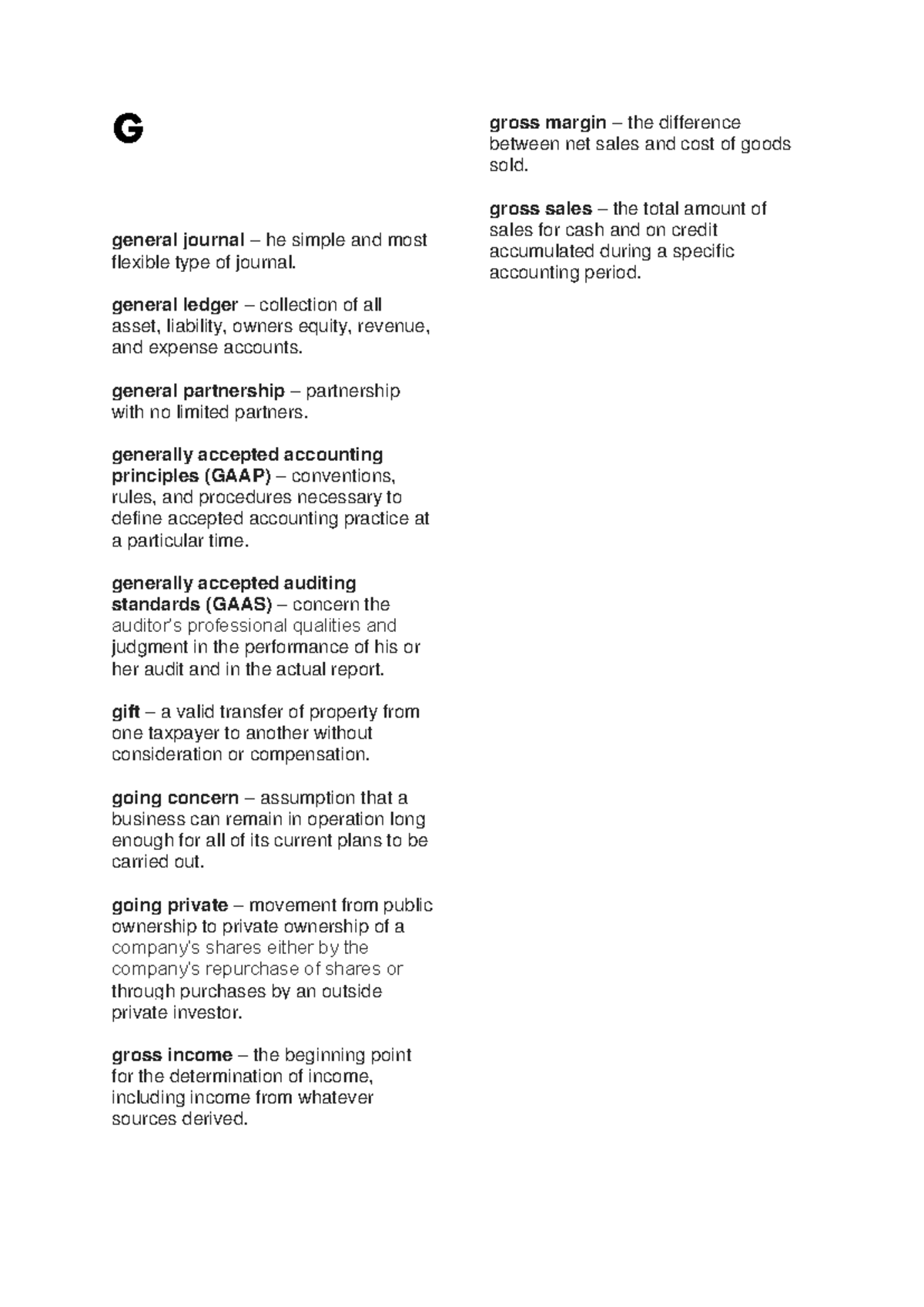 FABM- Glossary-1 - G general journal – he simple and most flexible type ...