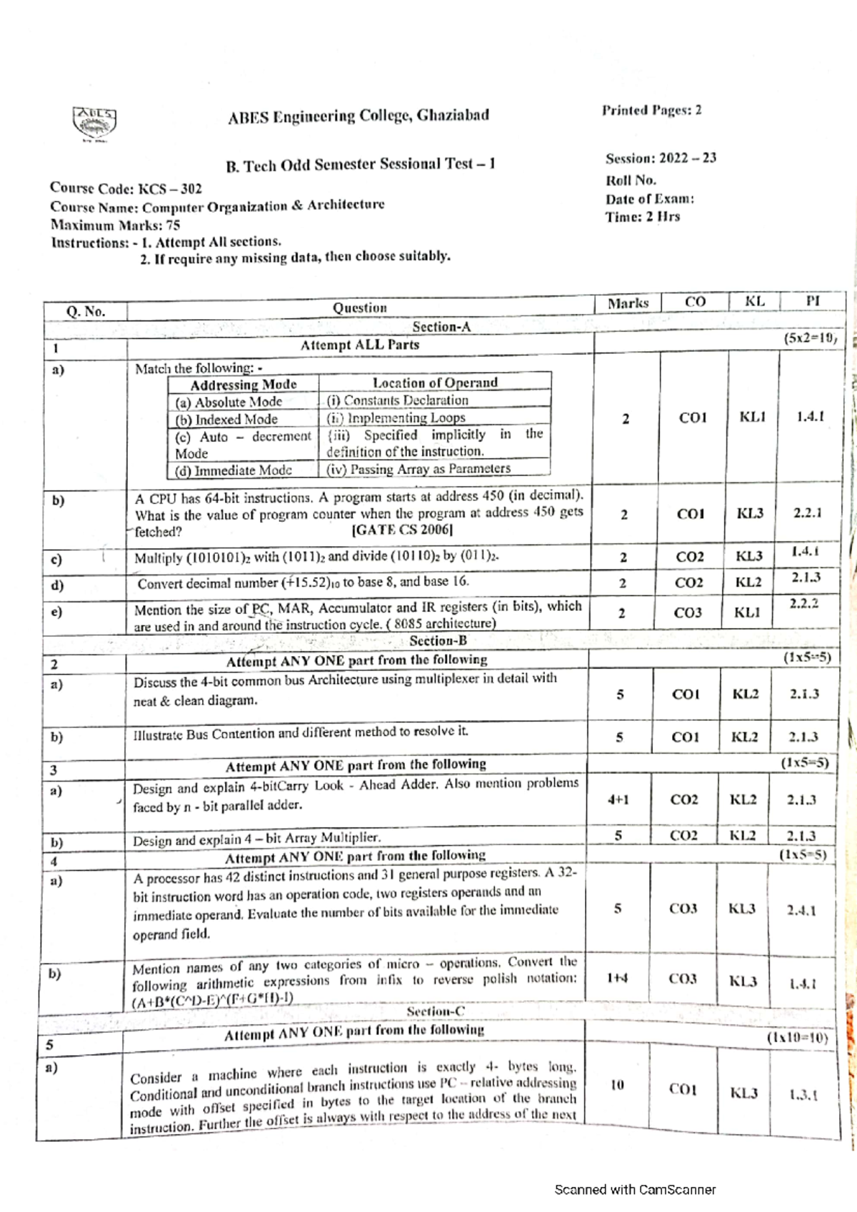 COA paper for LE on 19 Jan 2023 - Discrete Structures & Theory Of Logic ...