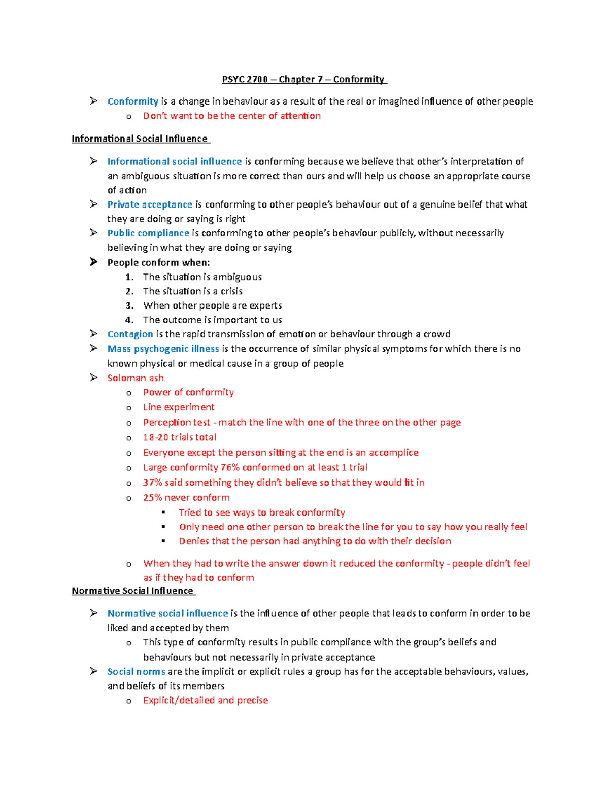 PSYC 2700 – Chapter 7 – Conformity - PSYC 2700 – Chapter 7 – Conformity ...