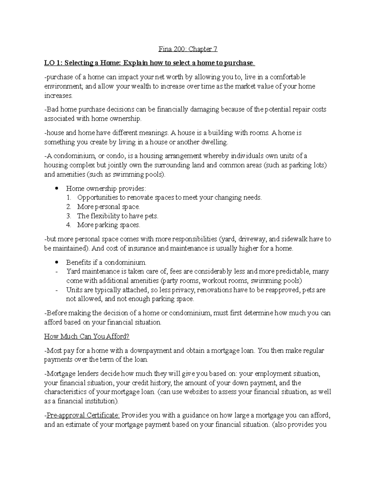 Fina 200 chapter 7 - Notes on lesson 7 - Fina 200: Chapter 7 LO 1 ...
