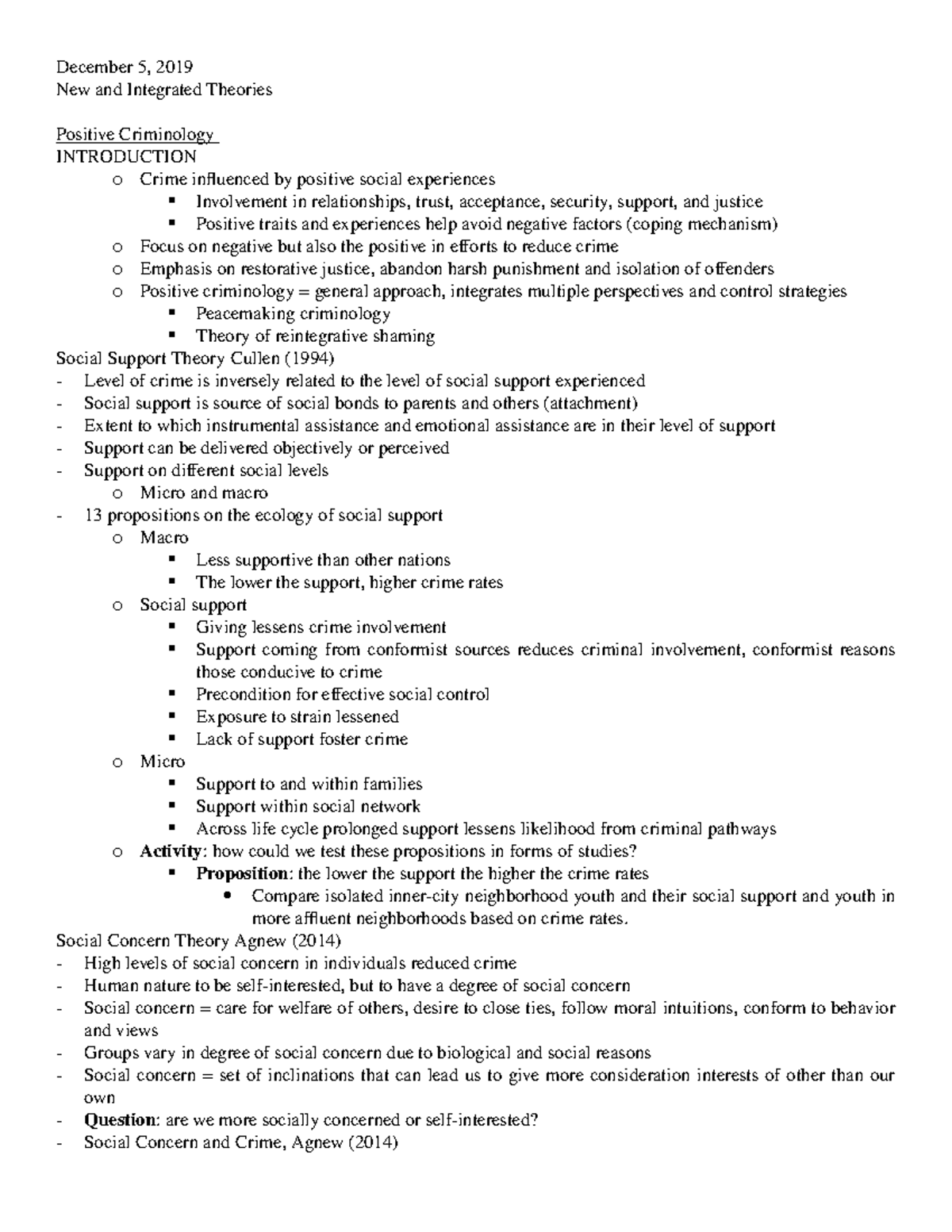 New and Integrated Theories - December 5, 2019 New and Integrated ...