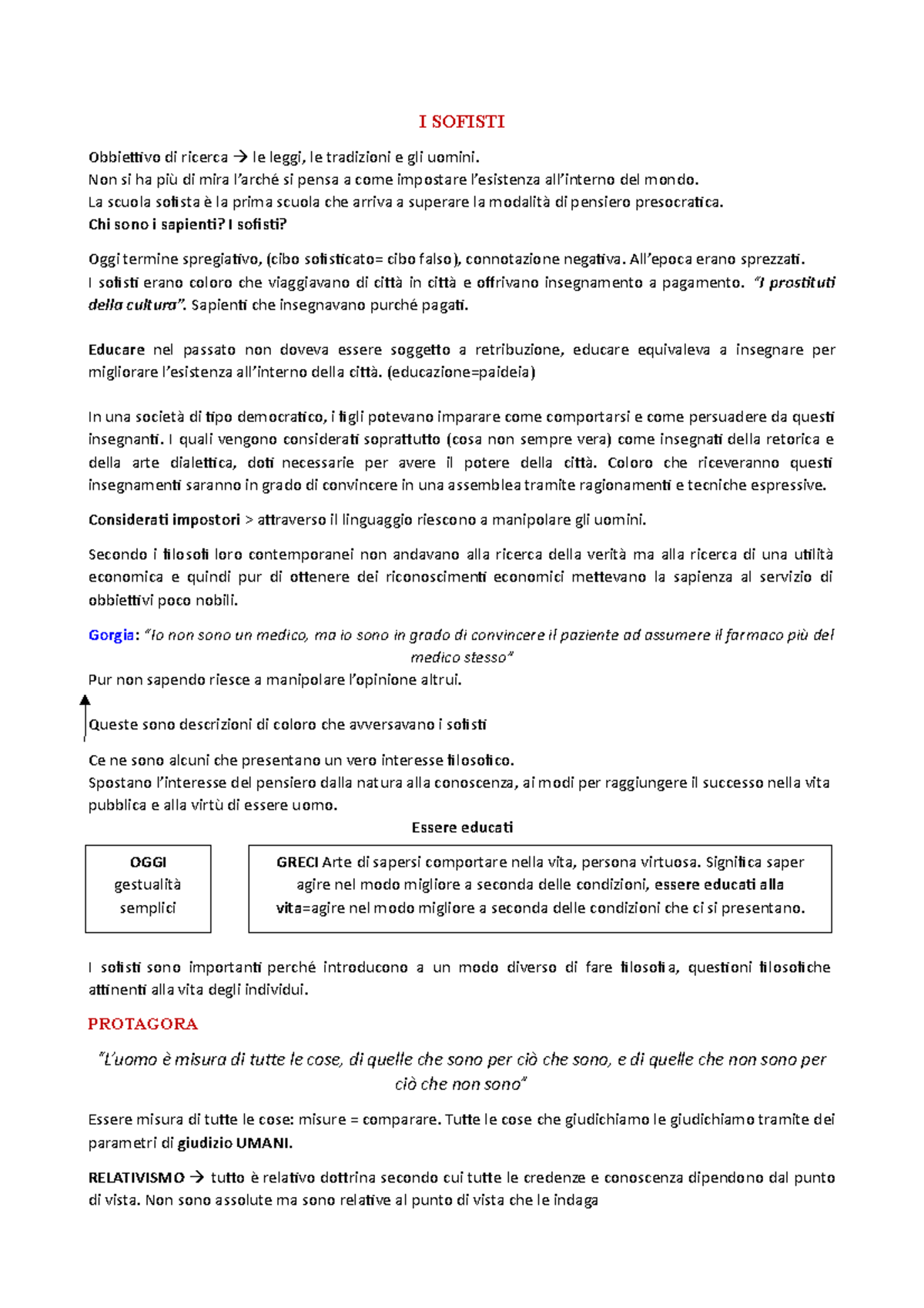 I sofisti - Introduzione generale alla filosofia sofista: Protagora e Gorgia - I SOFISTI ...