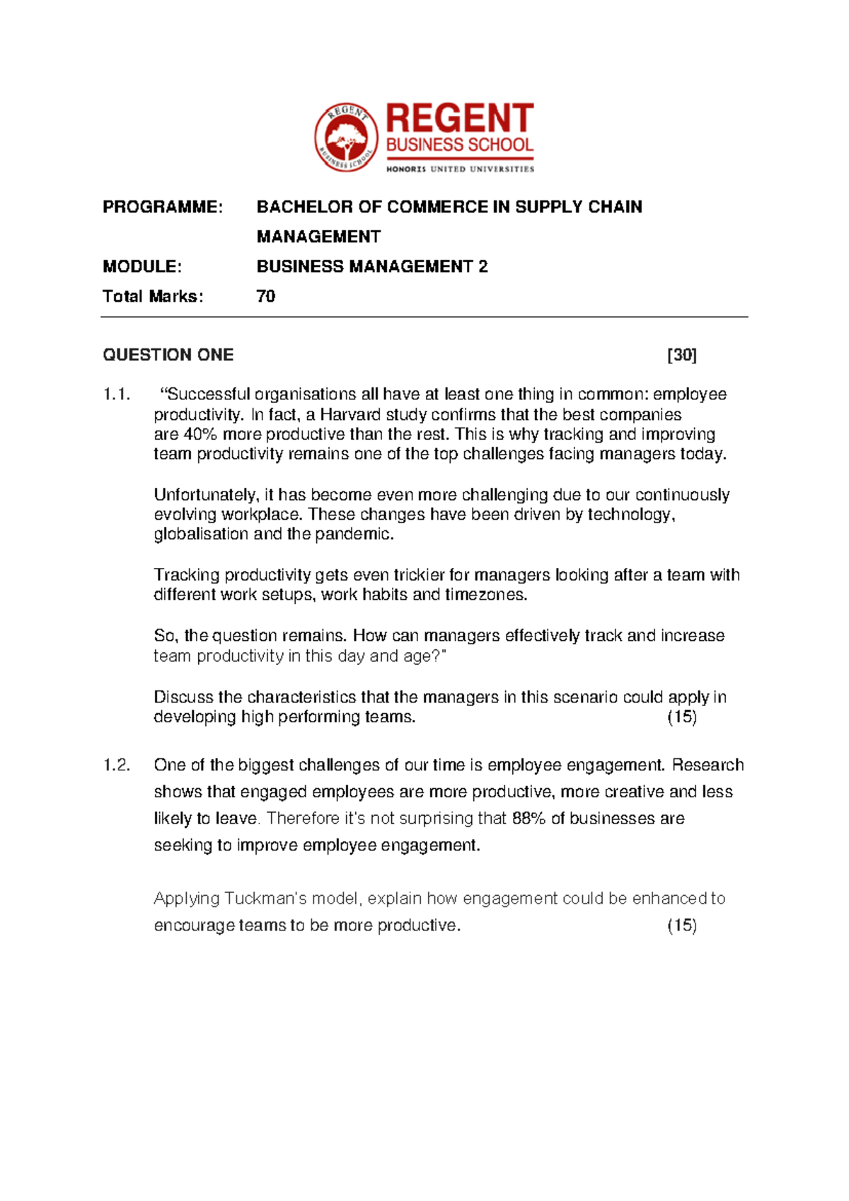 Bcomscm BM 2 Assignment 1 - PROGRAMME: BACHELOR OF COMMERCE IN SUPPLY CHAIN MANAGEMENT MODULE ...