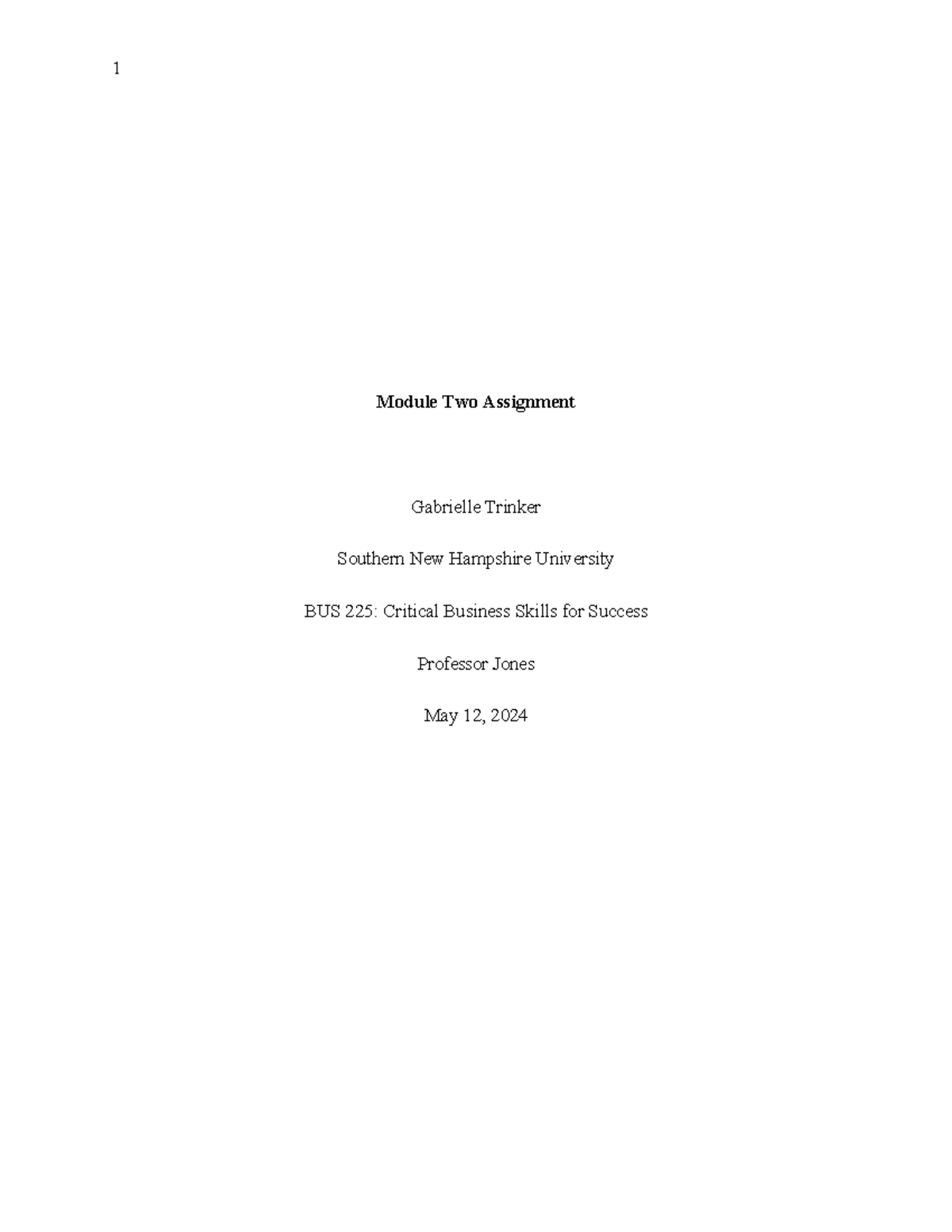 BUS225 Module Two Assignment - Module Two Assignment Gabrielle Trinker ...