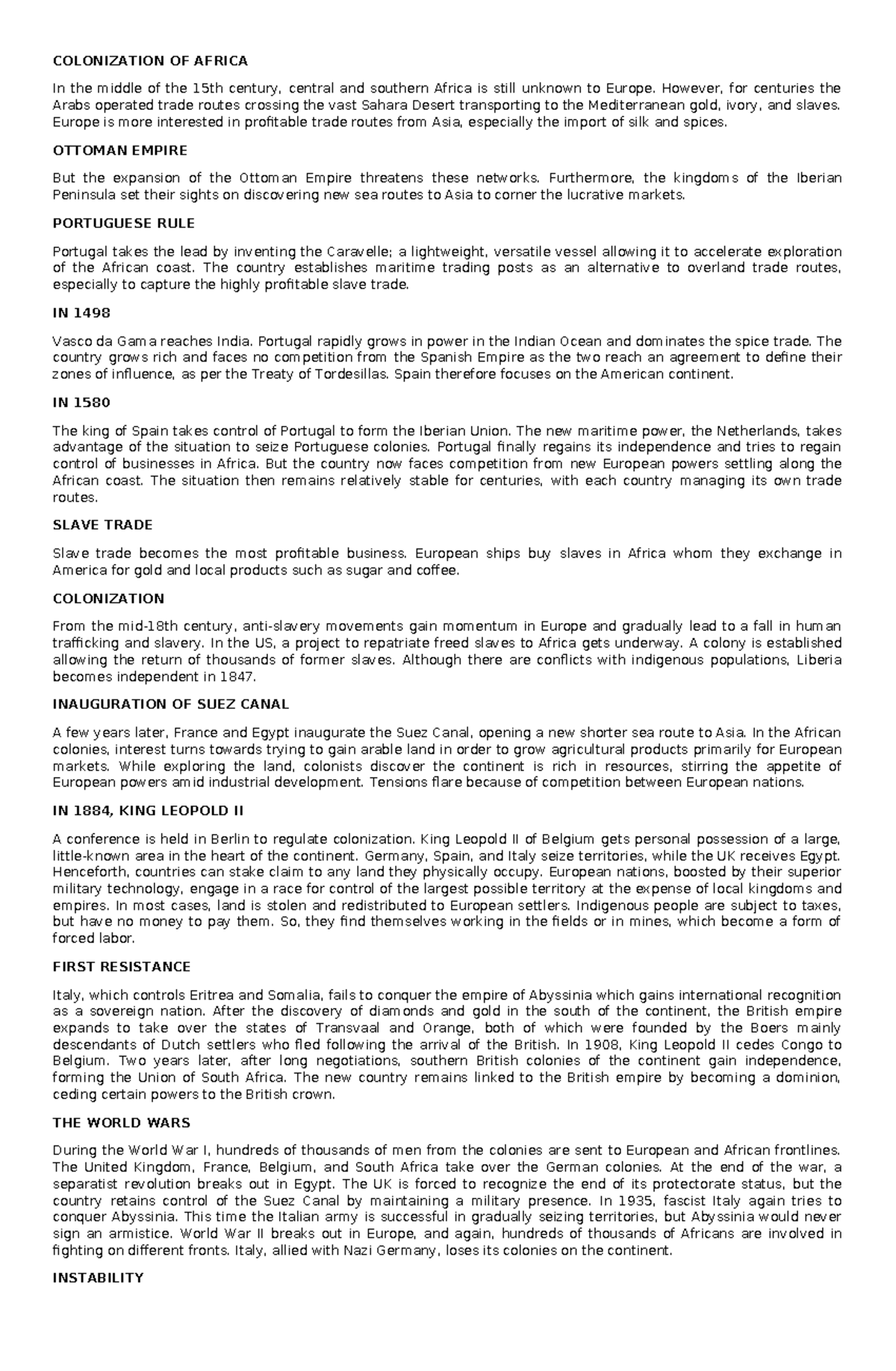 Colonization of Africa - COLONIZATION OF AFRICA In the middle of the ...