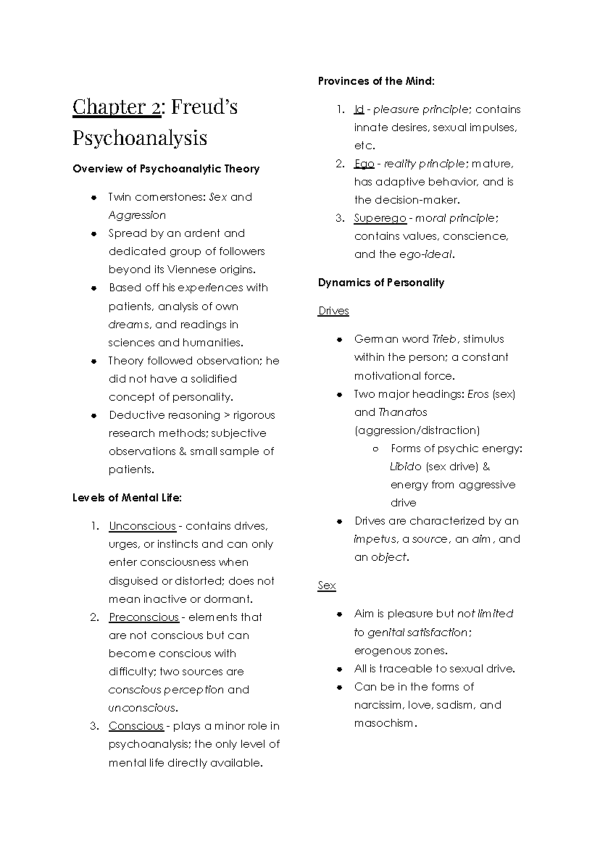 Freud- Intro JUNG - Chapter 2: Freud’s Psychoanalysis Overview of ...