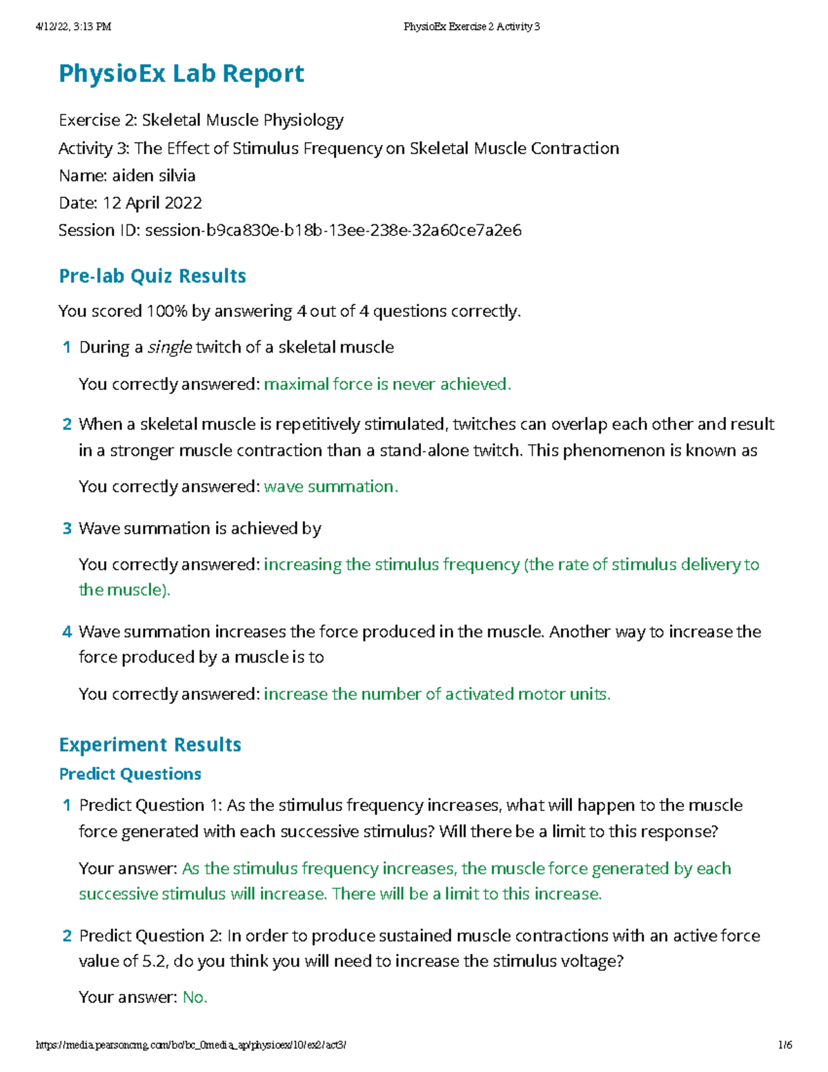 Physio Ex Exercise 2 Activity 3 - PhysioEx Lab Report Exercise 2 ...
