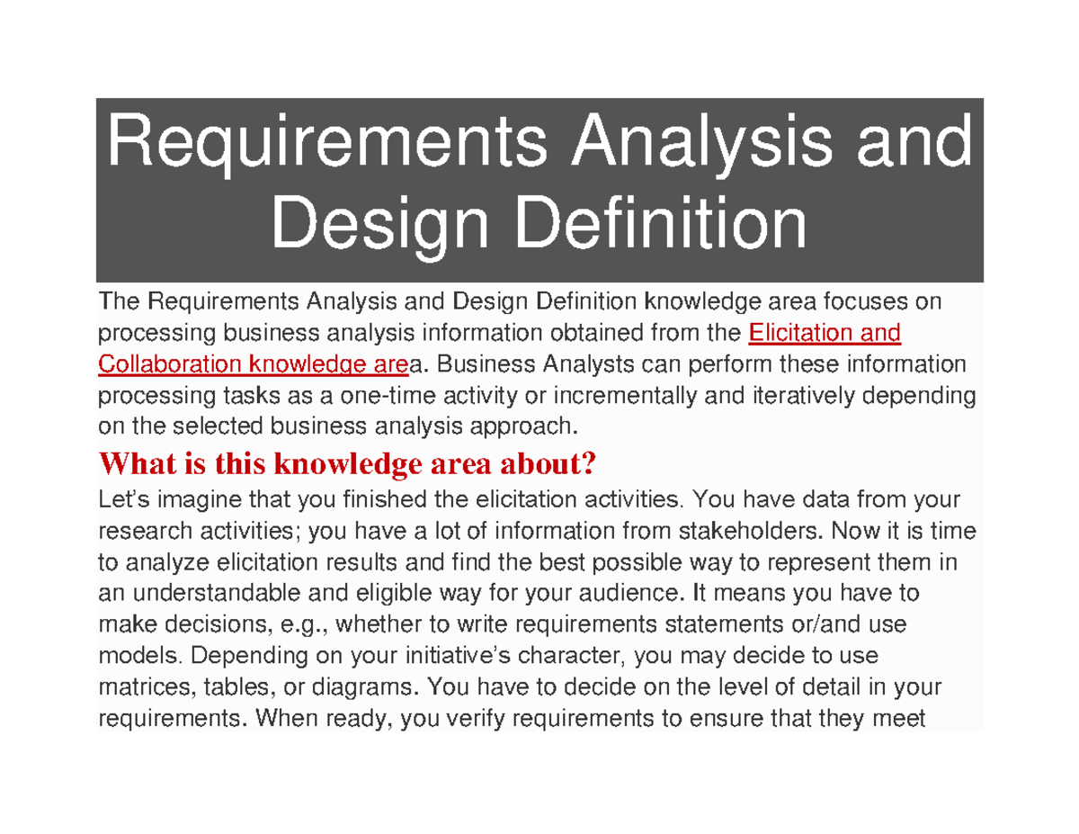Topic 6 - Requirements Analysis and Design Definition - Requirements ...