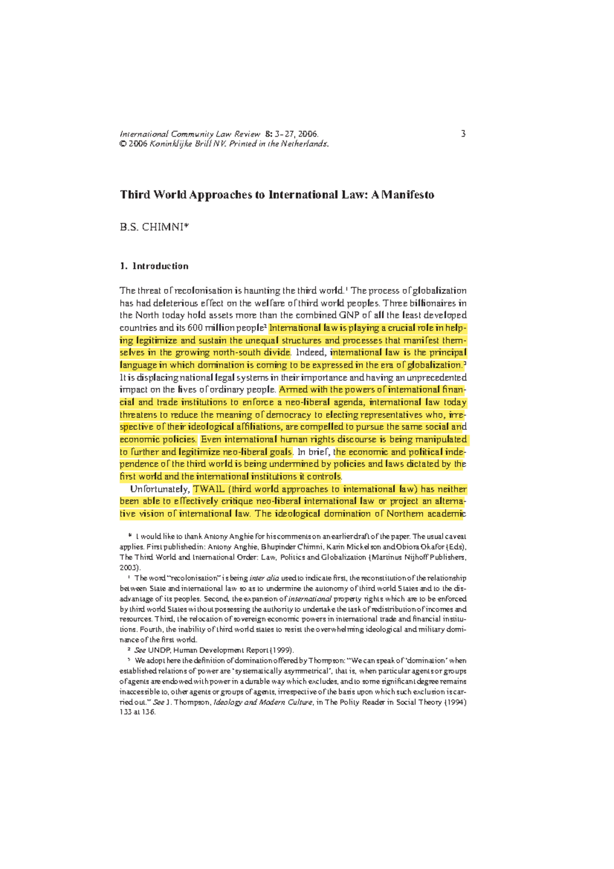 Chimni- Twail Manifesto - International Community Law Review 8: 3–27 ...