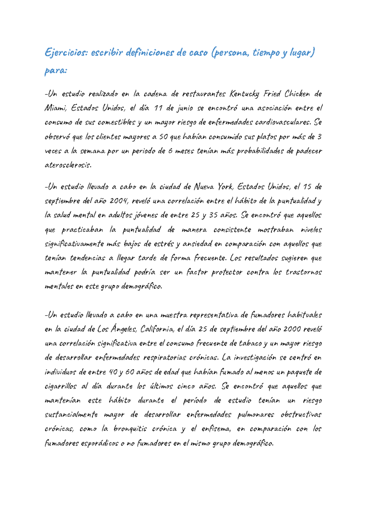 Ejercicios definiciones de caso - Ejeco: esb defion de ca (pen, ti y lu ...