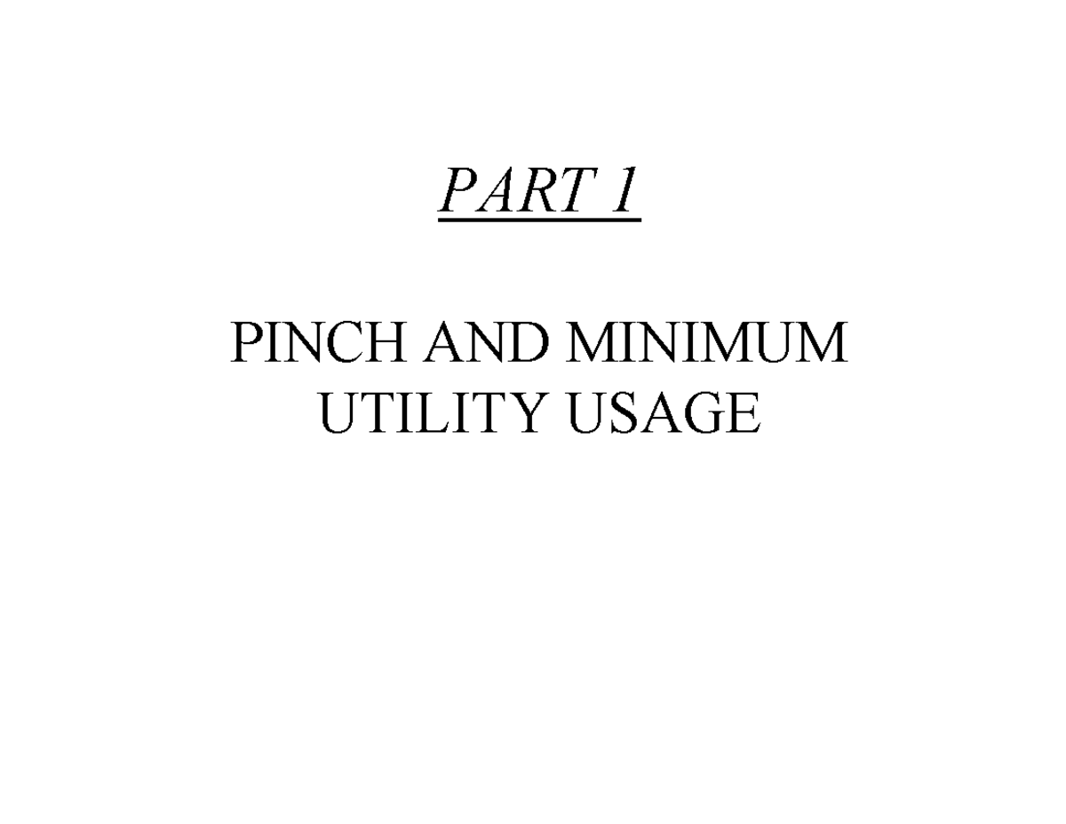 Bagajewicz Heat Integration - PART 1 PINCH AND MINIMUM UTILITY USAGE ...